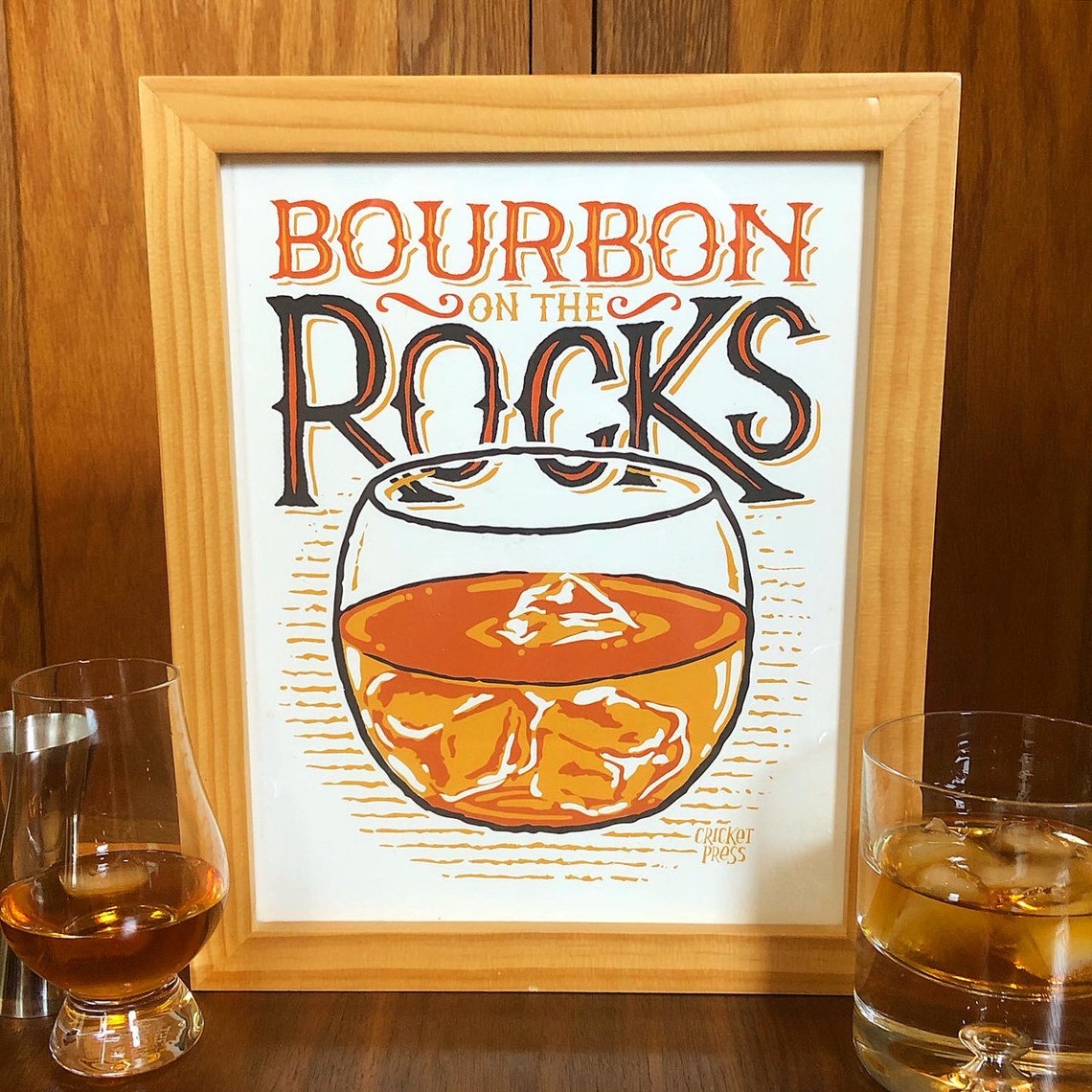 Bourbon on the Rocks Art Print | Etsy