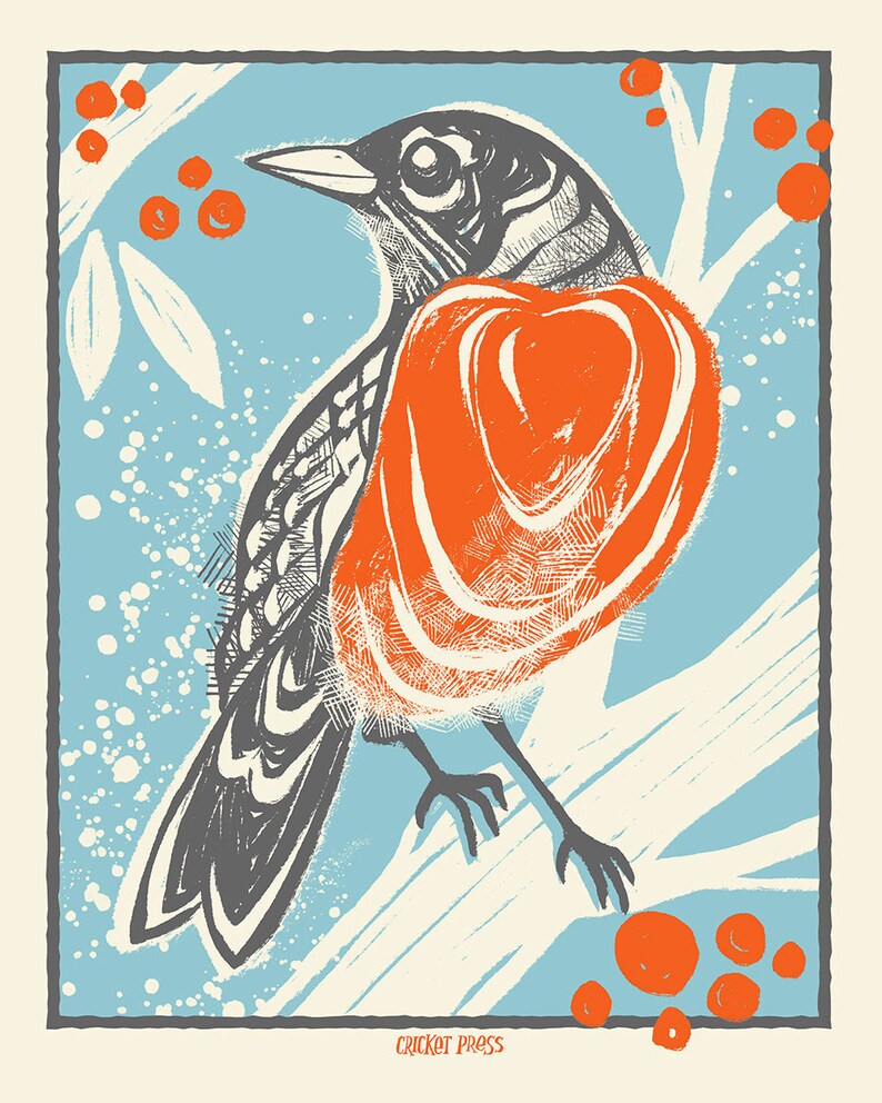 American Robin Screenprinted Art Print - Etsy