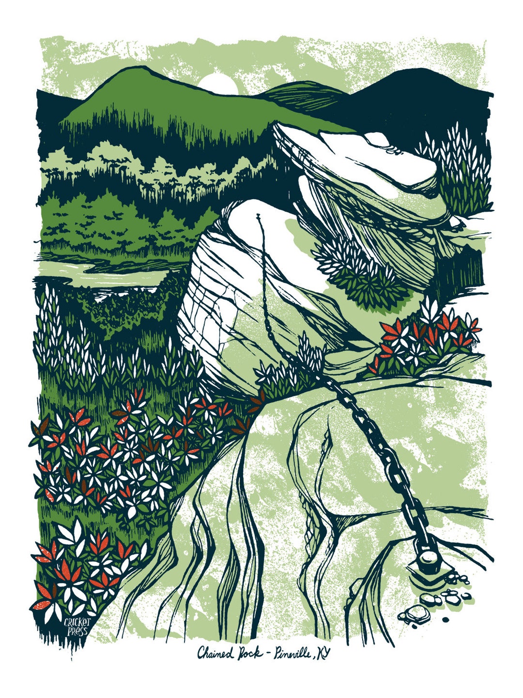 Chained Rock - Mini Screenprinted Art Print - Etsy