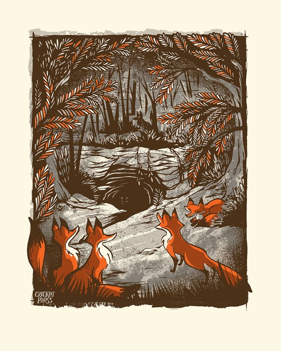 Fox Pack Screenprinted Art Print | Etsy