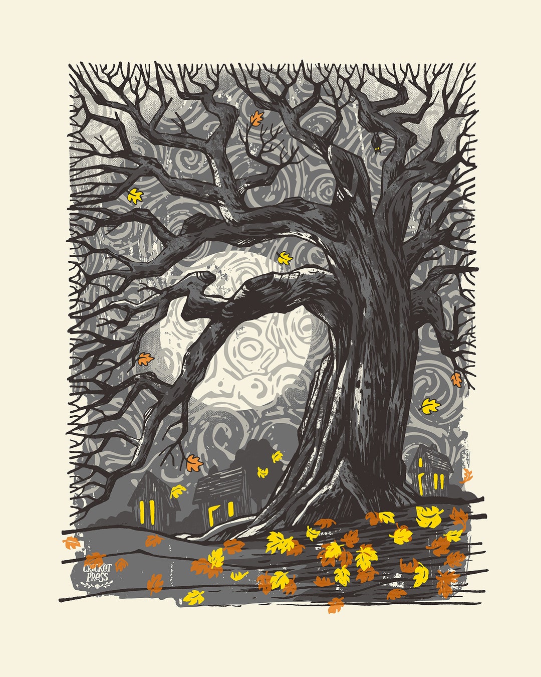 Halloween Tree - Screenprinted Art Print - Etsy