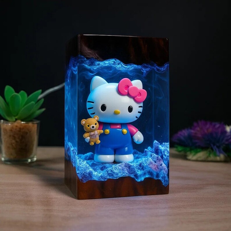 Hello Kitty Resin Lamp, Cute Pink LED Night Light, Kawaii Room Decor ...