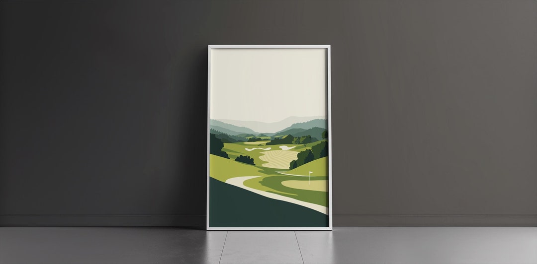 Minimalist Golf Art Print | Premium Golf Course Digital Print ...
