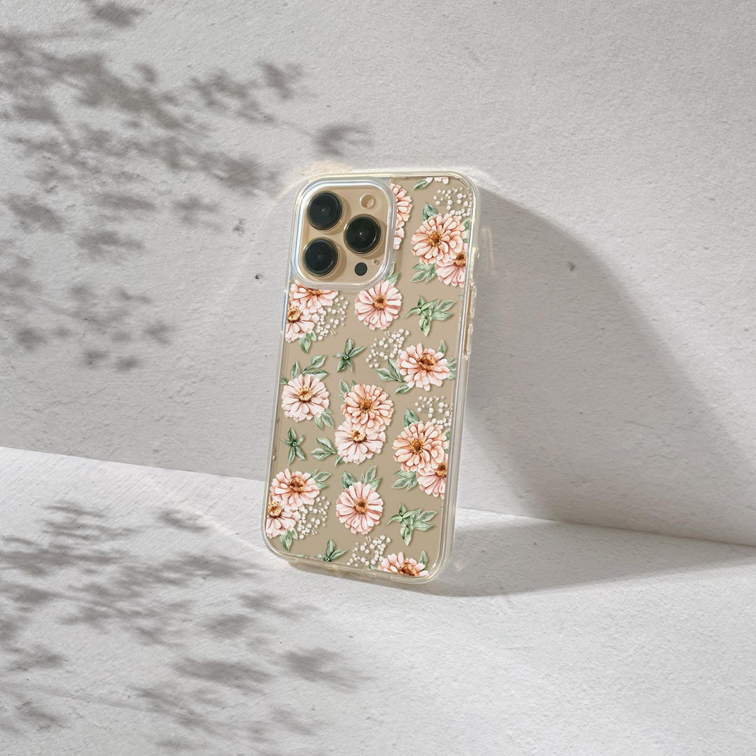 Elegant Watercolor Peach Dahlia iPhone Case for iPhone 17, 16, 15, 14 ...