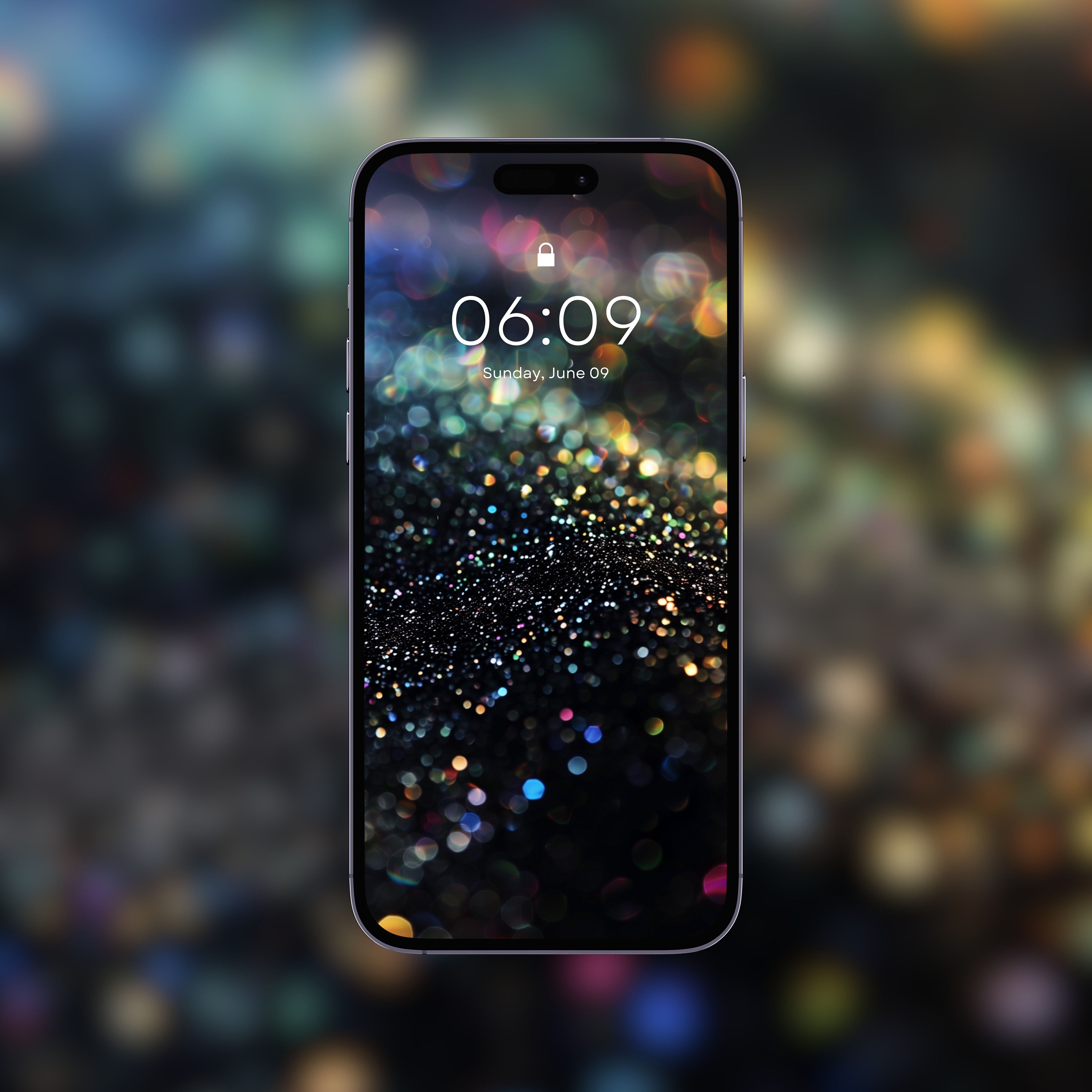 Dreamy Glitter Waves Phone Wallpaper: Elegant Dark Lock Screen (digital ...