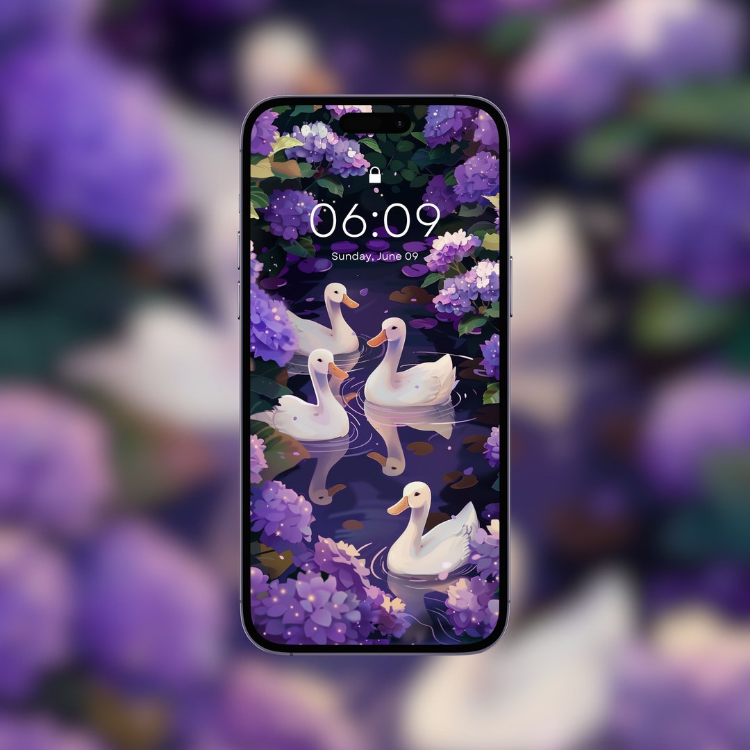 Ducks and Hydrangeas Phone Wallpaper - iPhone Wallpaper, Samsung Wallpaper, Purple Wallpaper ...