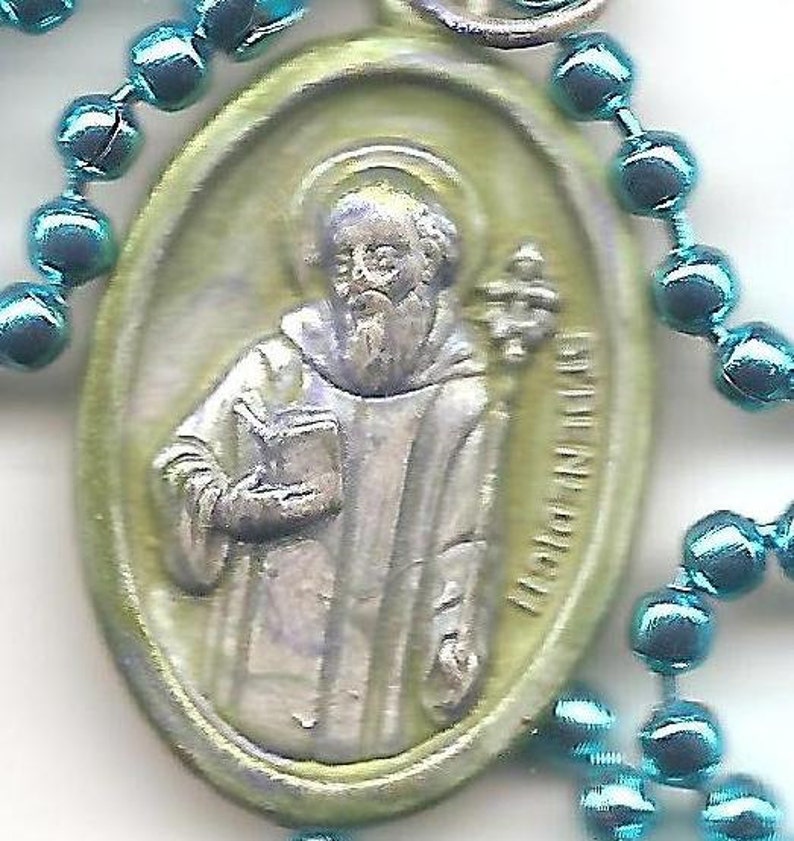 Devil Be Gone, St. Benedict Patron Saint on Blue Ball Chain - Etsy