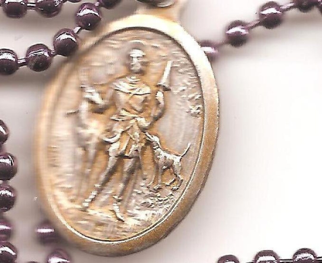 Metal Workers, Bloodhounds, St. Hubert Patron Saint Necklace on Purple ...