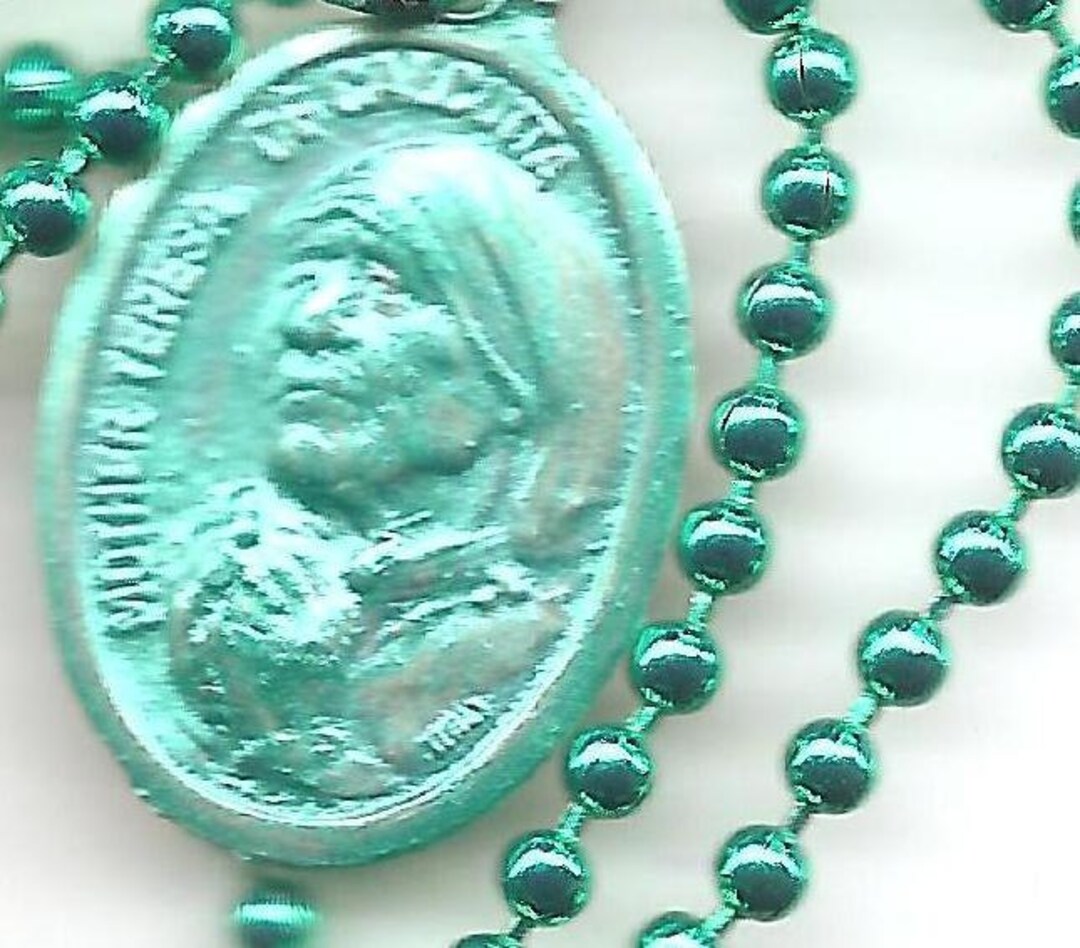 Do It Anyway, Mother Teresa Patron Saint Medal on Bright Green Ball ...