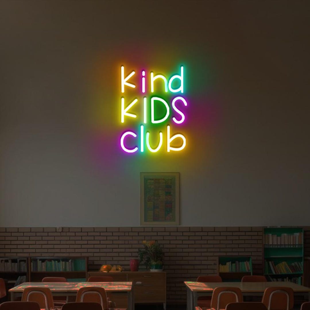 Kind Kids Club Neon Sign, Smiley Neon Sign, Teacher Smiley Face Neon ...