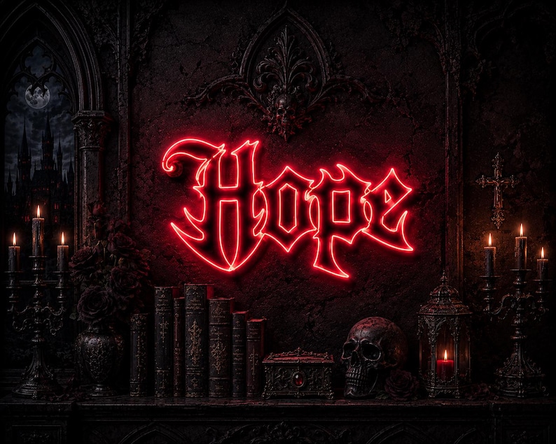 Custom Gothic Name Neon Sign, Old English Font Neon Sign Decor, Goth ...