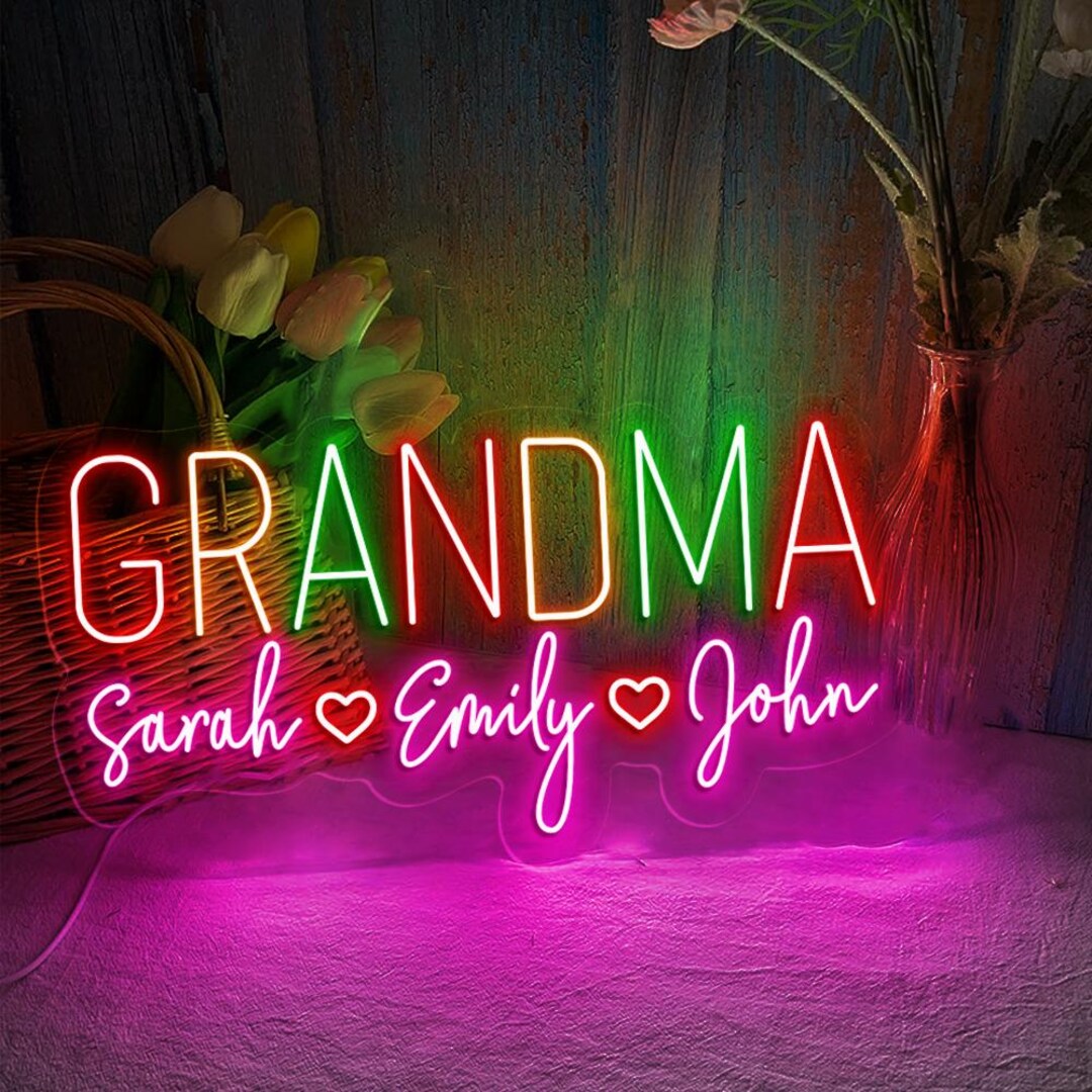 Personalized Grandma Neon Sign With Names, Custom Grandma Neon Sign ...
