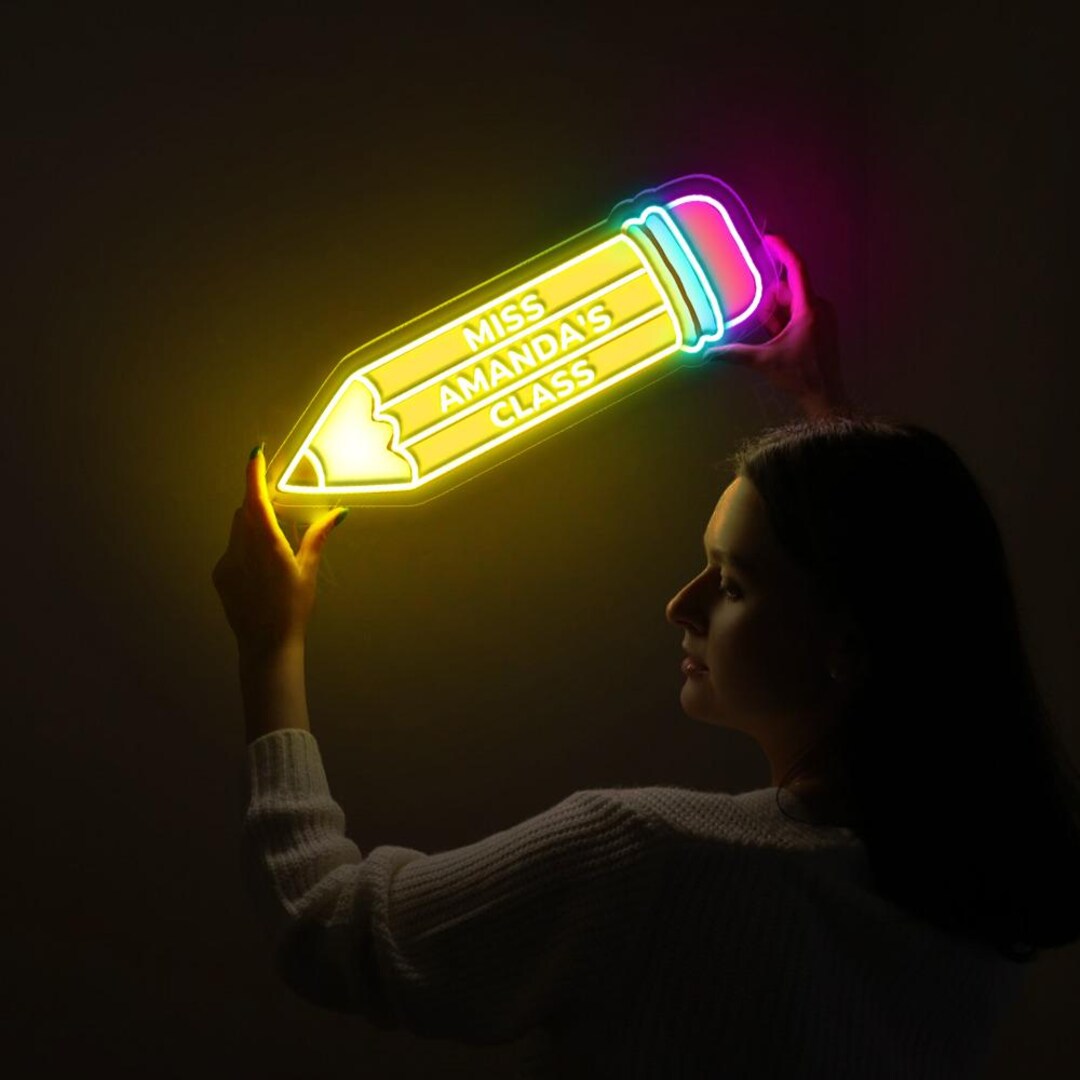 Pencil Neon Wall Sign, Neon Like, Pencil Neon Sign, Edge Lit Neon ...