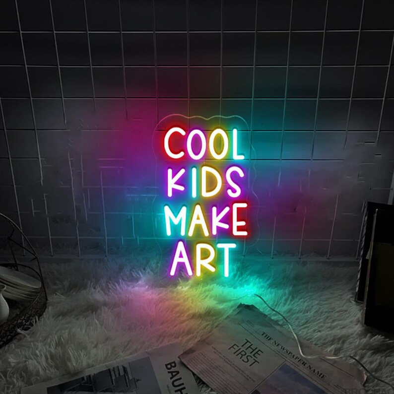 Cool Kids Make Art Neon Sign, Positive Affirmation, Kids Wall Neon ...