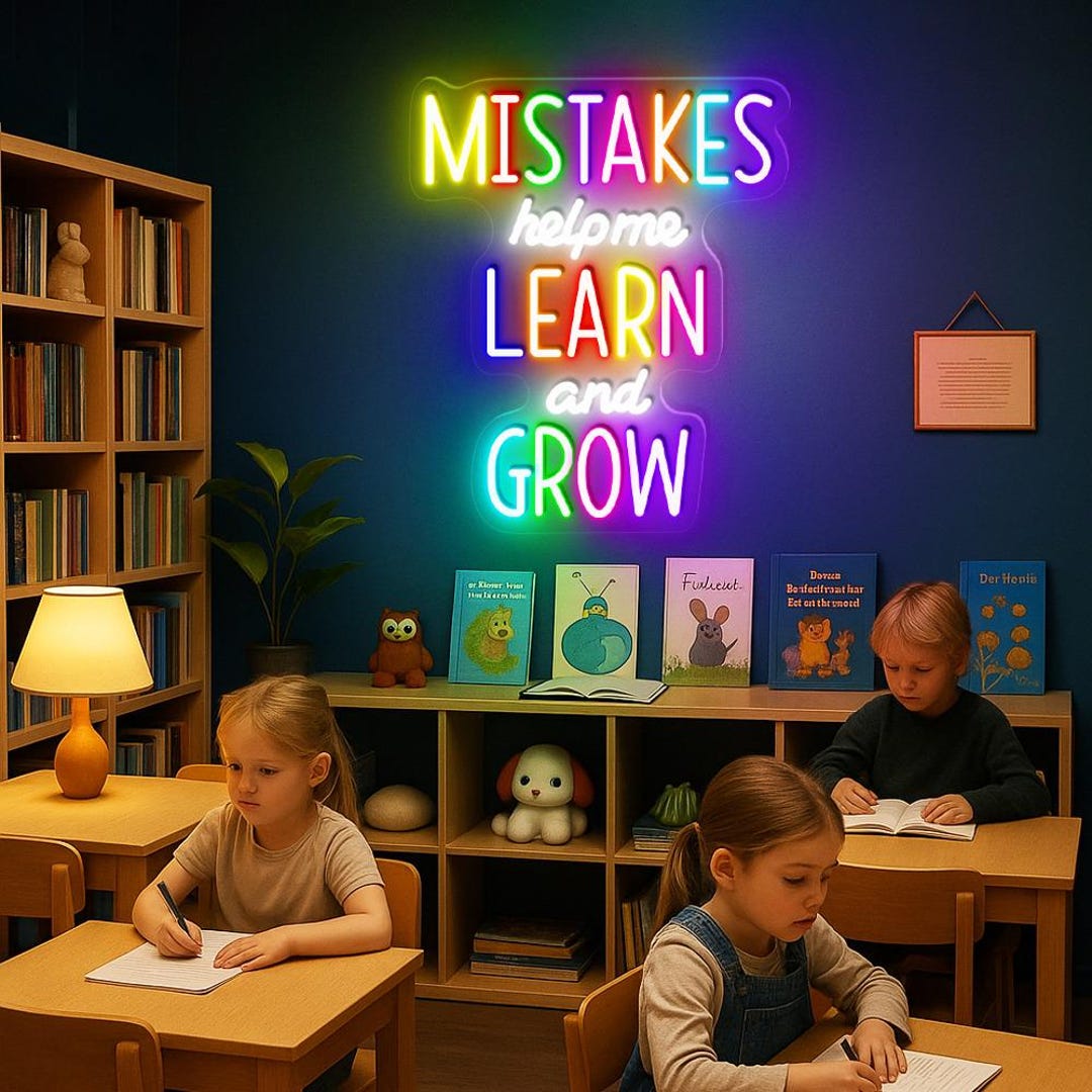 Mistakes Help Me Learn and Grow Neon, Back to School, Kindergarten ...