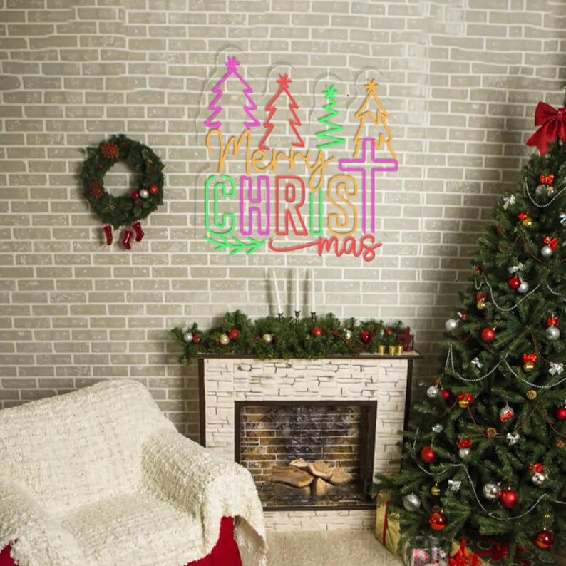 Merry Christmas Neon Sign: Christian Holiday Decor - Etsy