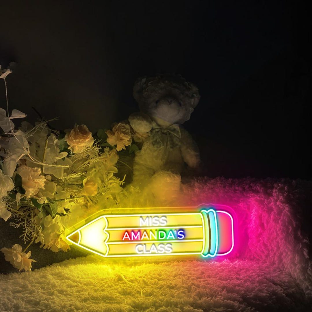 Pencil Neon Wall Sign, Neon Like, Pencil Neon Sign, Edge Lit Neon ...