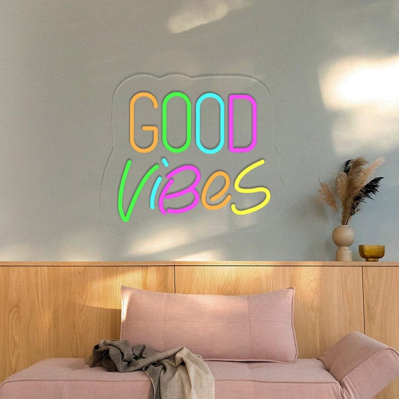 Good Vibes Neon Sign Gifts, Neon Sign Wall Art, Modern Dorm Wall Art ...
