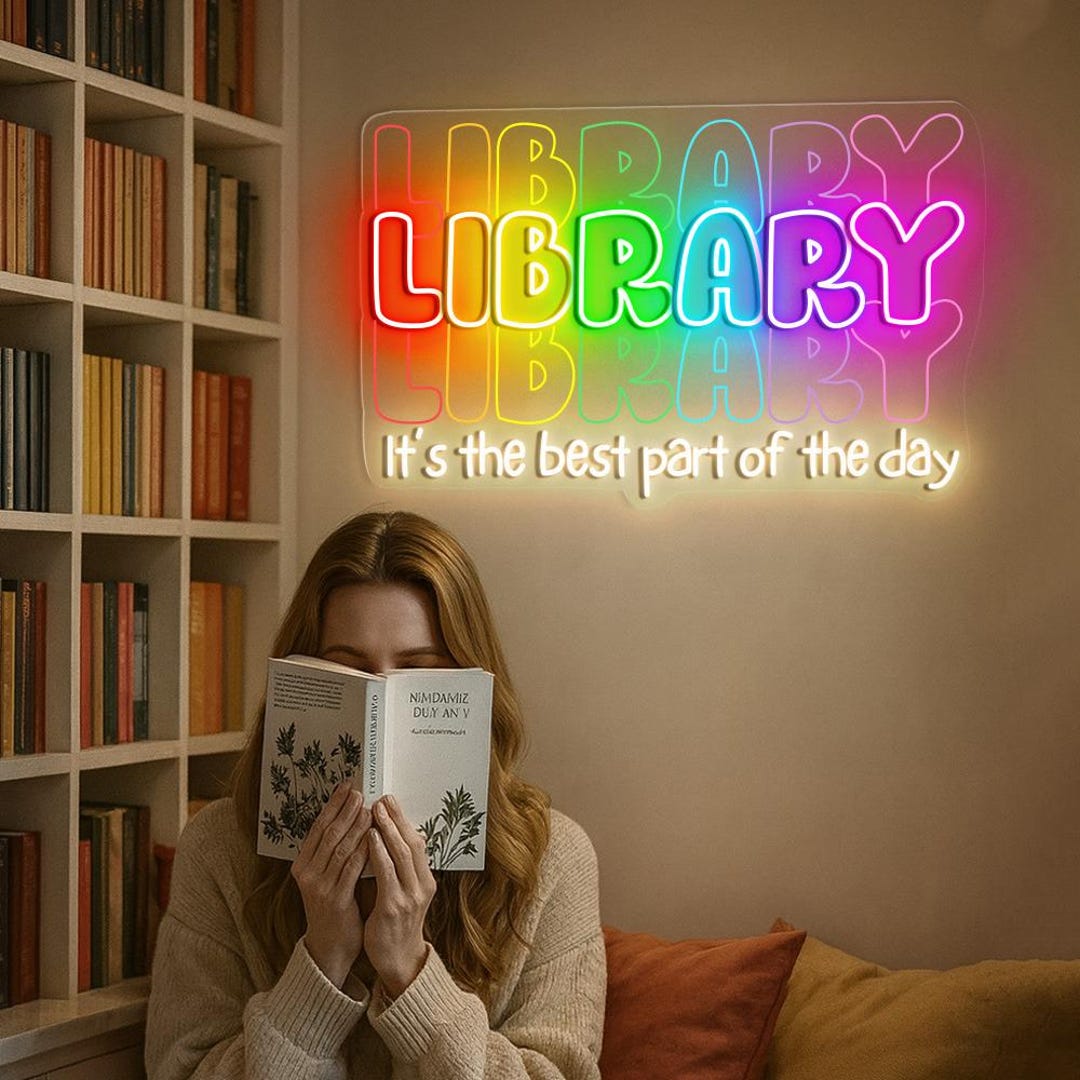 Library Neon Sign Decor, Librarian Neon Sign Gift, School Librarian ...