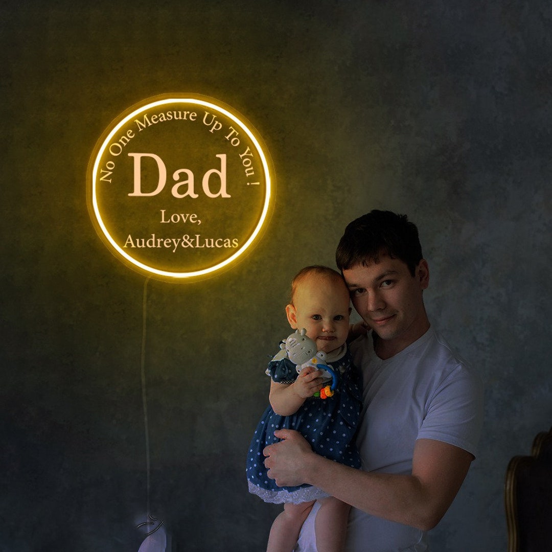Custom Daddy Neon Sign, Papa With Kids Name, First Bump Neon Sign ...