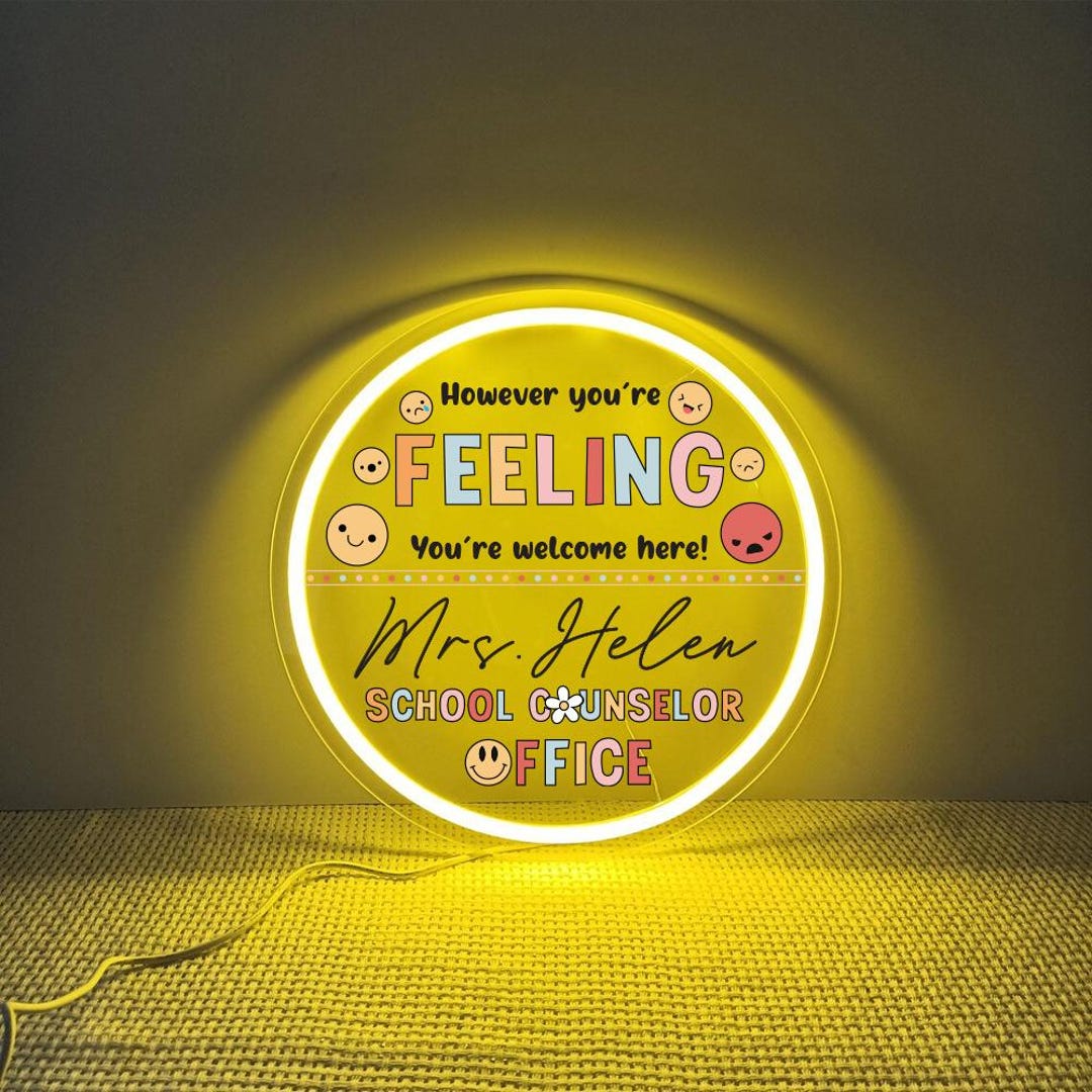 School Counselor Name Neon, Teacher Appreciation Gifts, Personalized ...