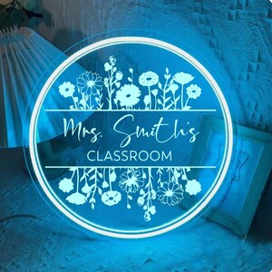 Personalized Teacher Door Neon Sign, Custom Teacher Name Door Sign ...