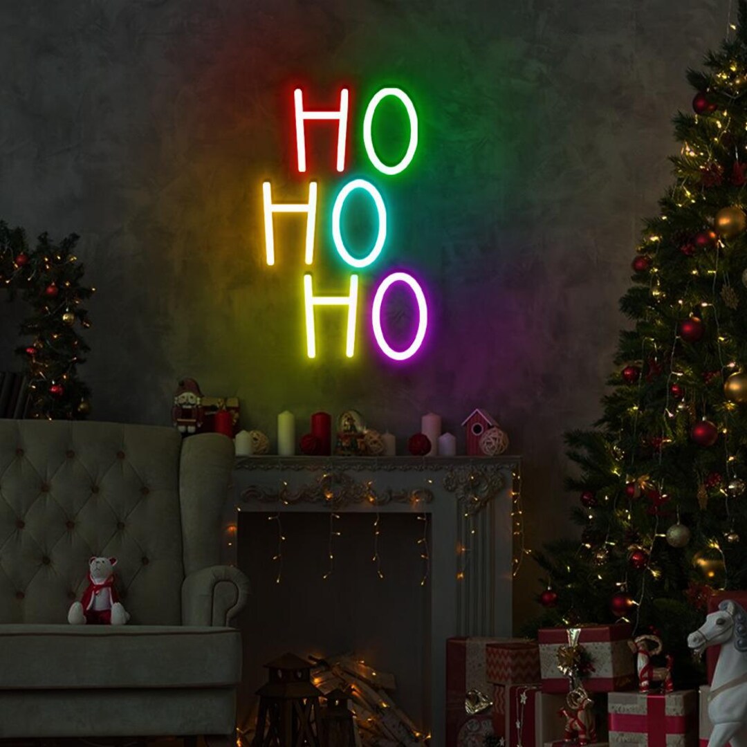 HOHOHO Neon Sign: Rainbow Christmas Wall Decor - Etsy