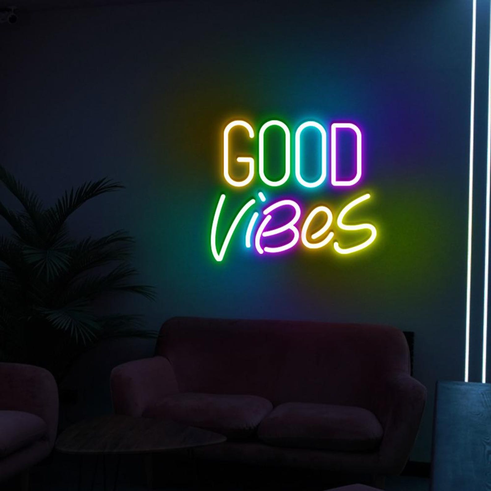 Good Vibes Neon Sign Gifts, Neon Sign Wall Art, Modern Dorm Wall Art ...