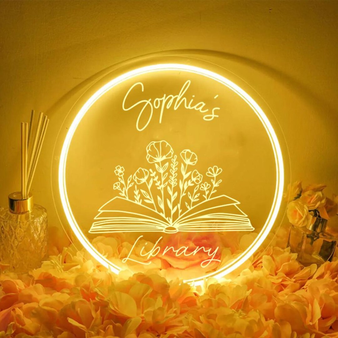 Custom Name Library Neon Sign: Book Lover Gift - Etsy