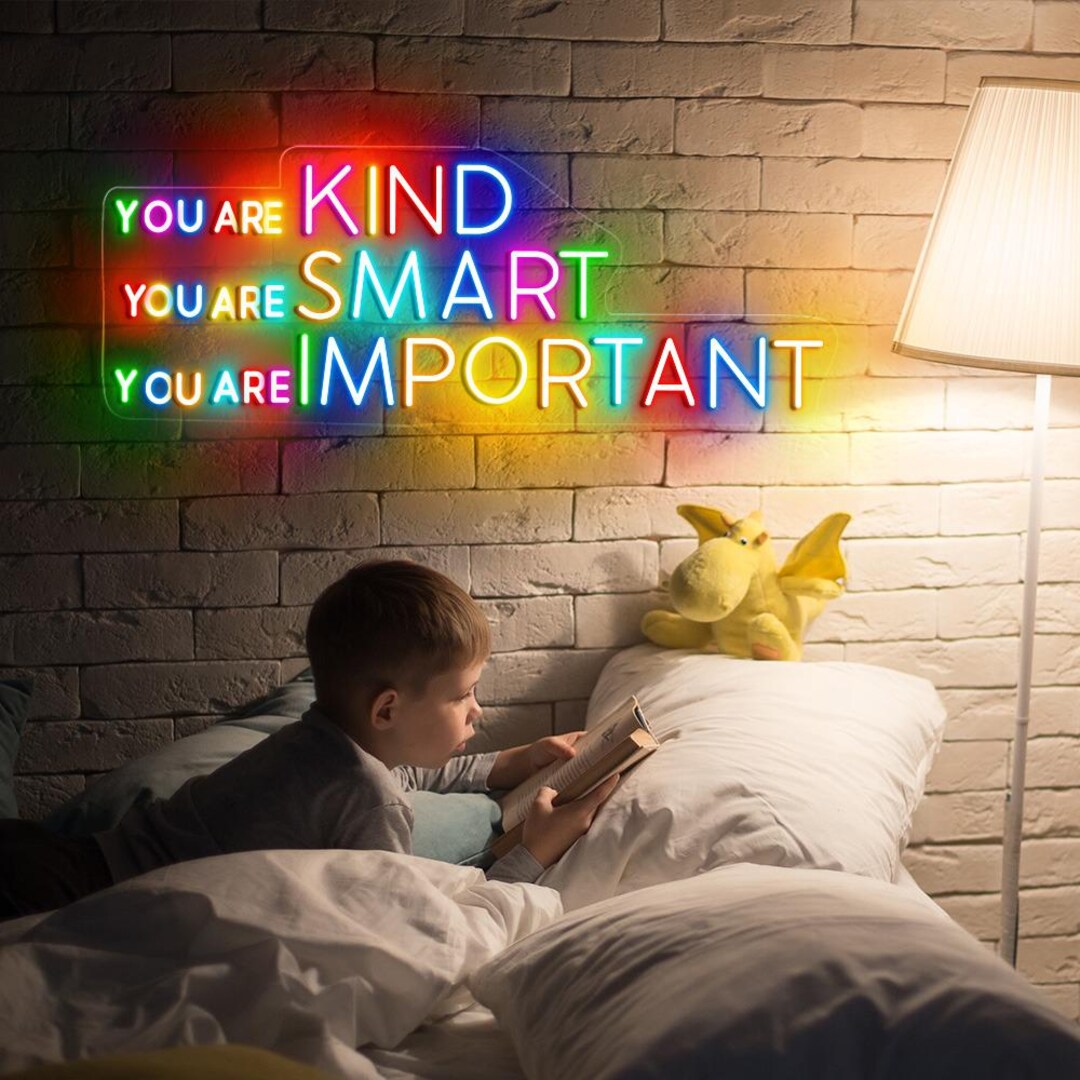 Kind Smart Important Neon Sign: Rainbow Nursery Decor - Etsy