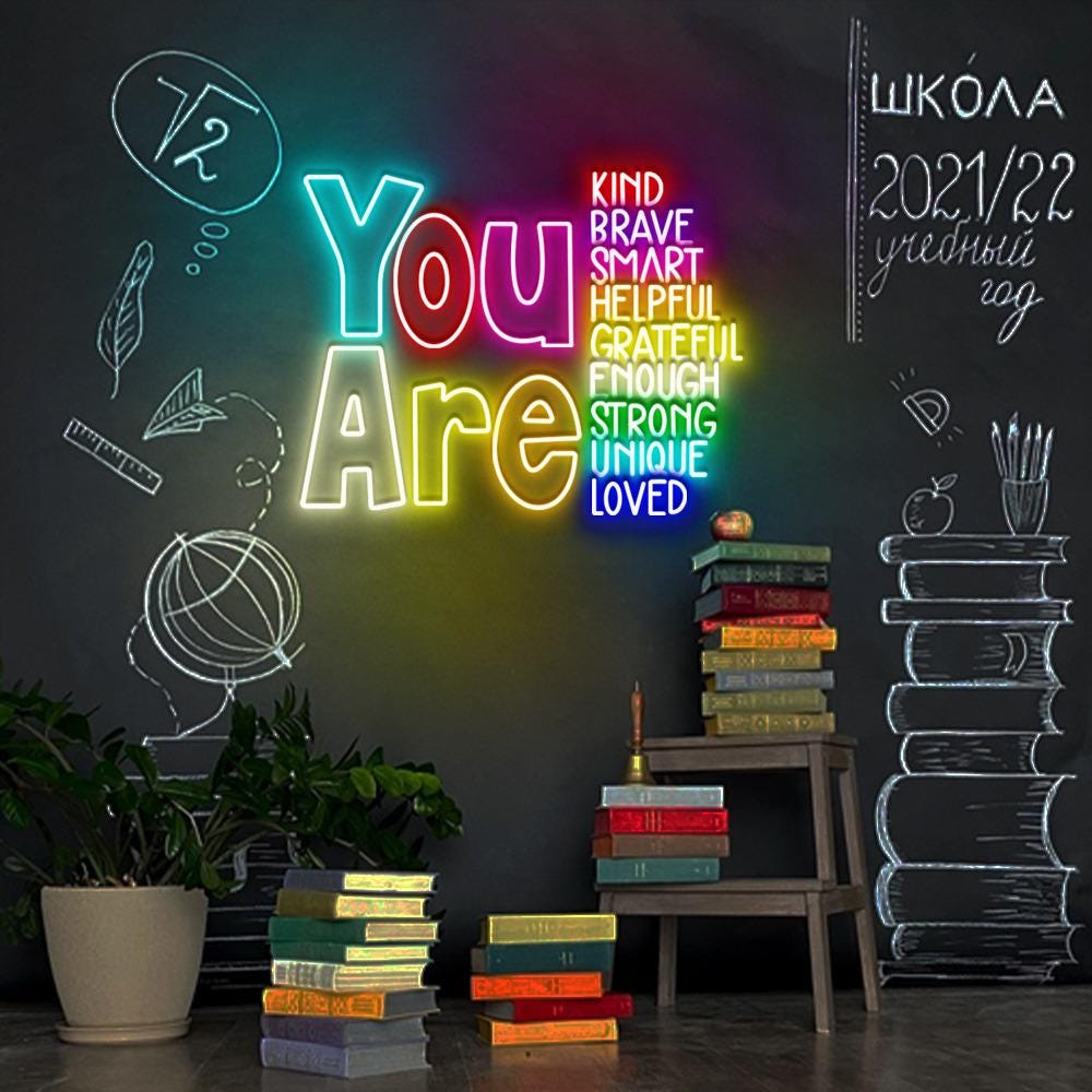 You Are Kind Neon Sign, Back to School Neon, Kindergarten Teacher Neon ...