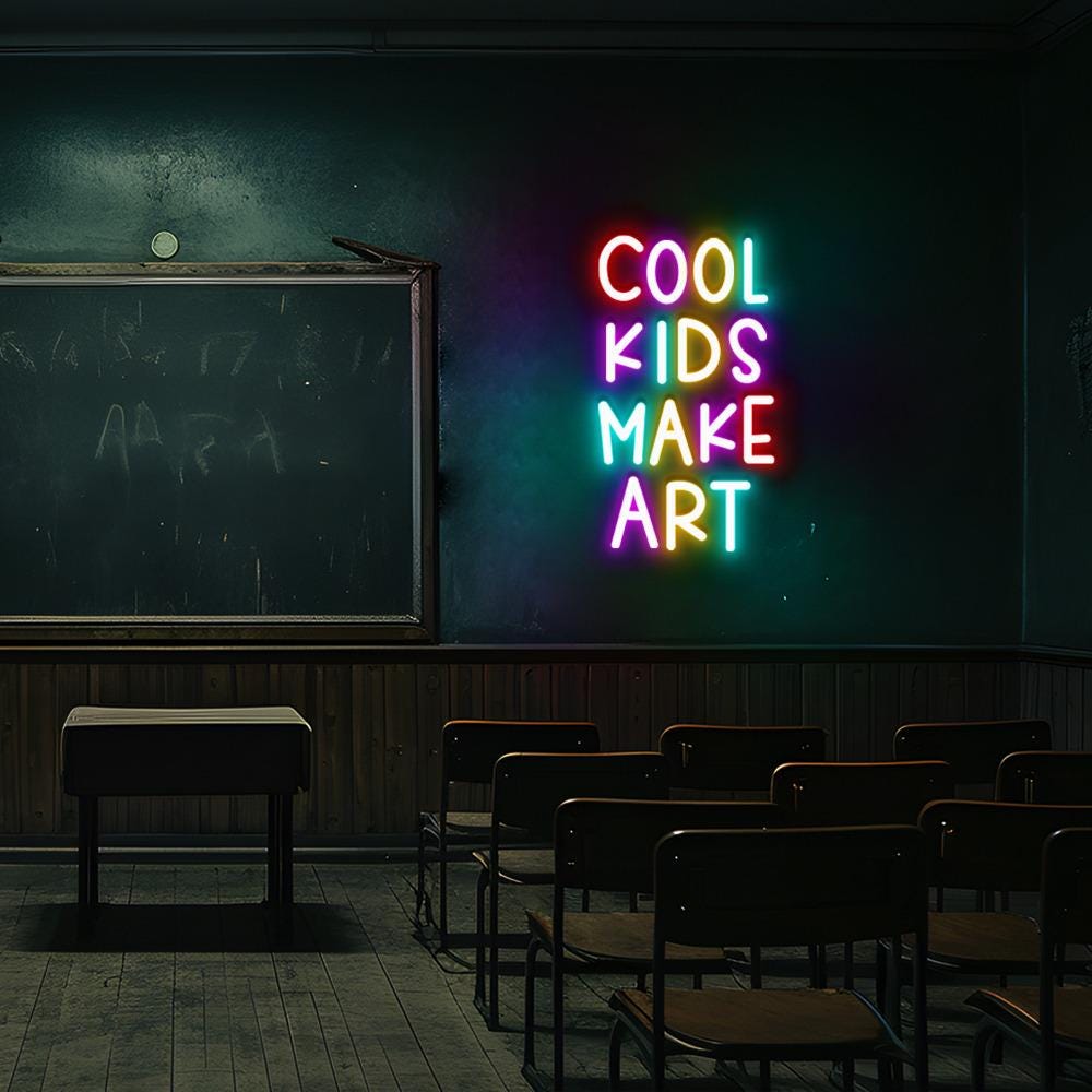 Cool Kids Make Art Neon Sign, Positive Affirmation, Kids Wall Neon ...