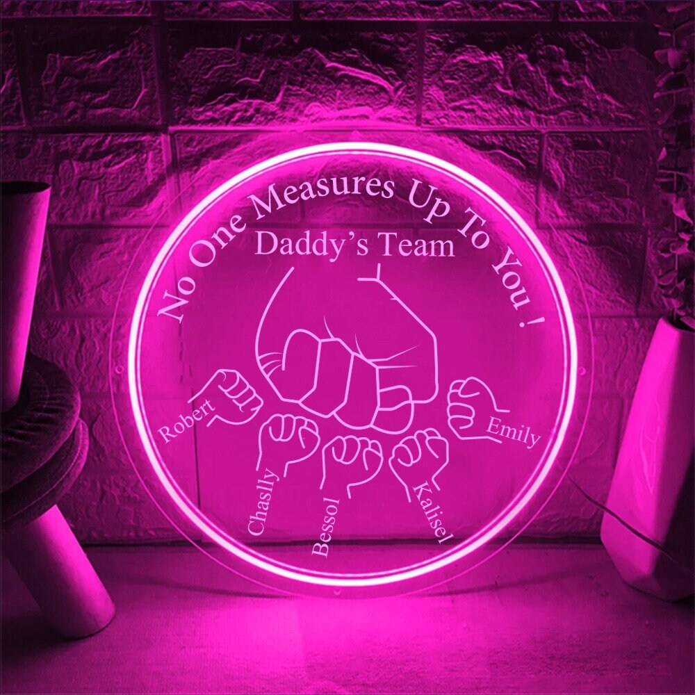 Custom Daddy Neon Sign, Papa With Kids Name, First Bump Neon Sign ...