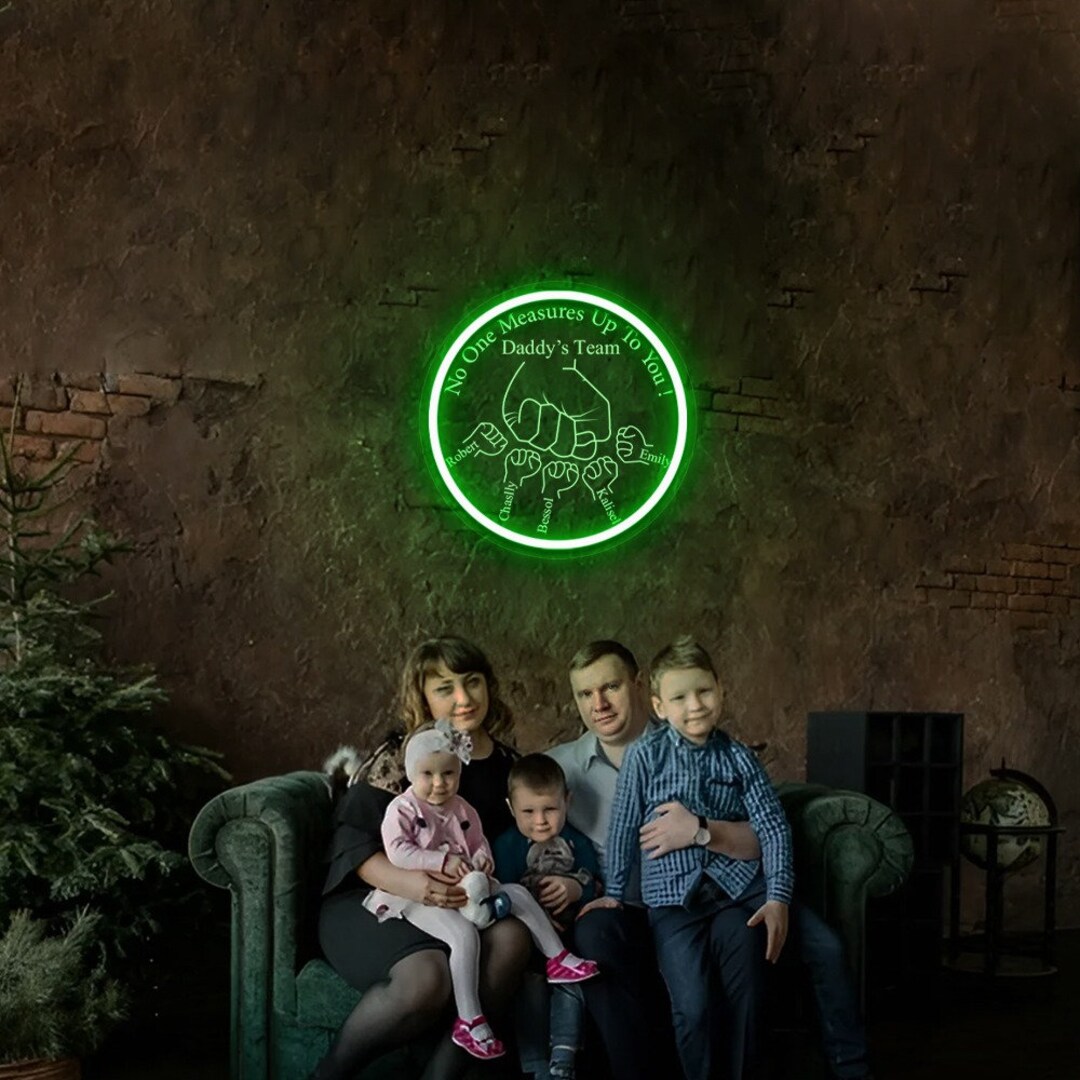 Custom Daddy Neon Sign, Papa With Kids Name, First Bump Neon Sign ...