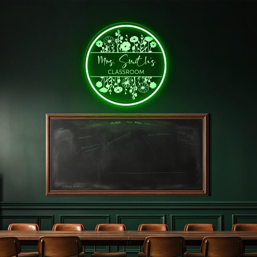 Personalized Teacher Door Neon Sign, Custom Teacher Name Door Sign ...