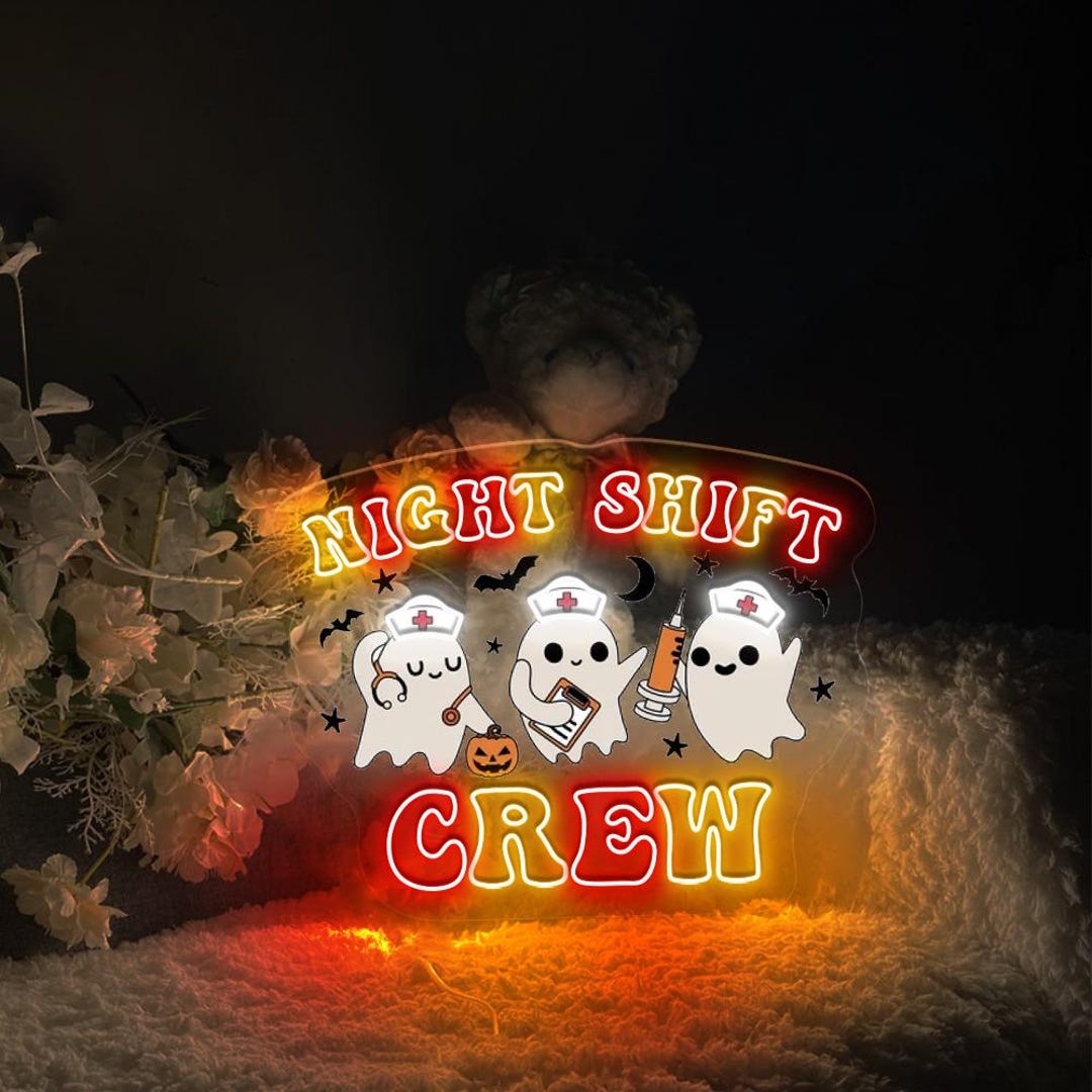 Halloween Nurse Neon Sign: Night Shift Crew, Spooky RN Decor - Etsy