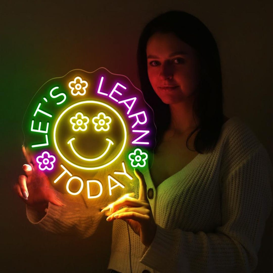 Cute Teacher Neon Sign, Lets Learn Today, Teacher Appreciation Gift ...