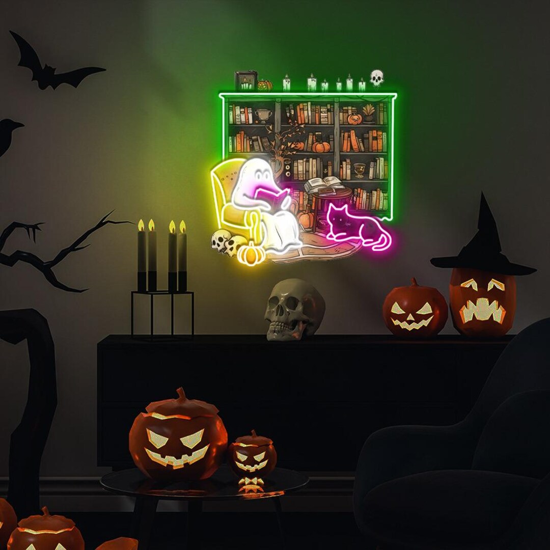 Ghosts Reading Books Neon Sign: Spooky Halloween Decor - Etsy