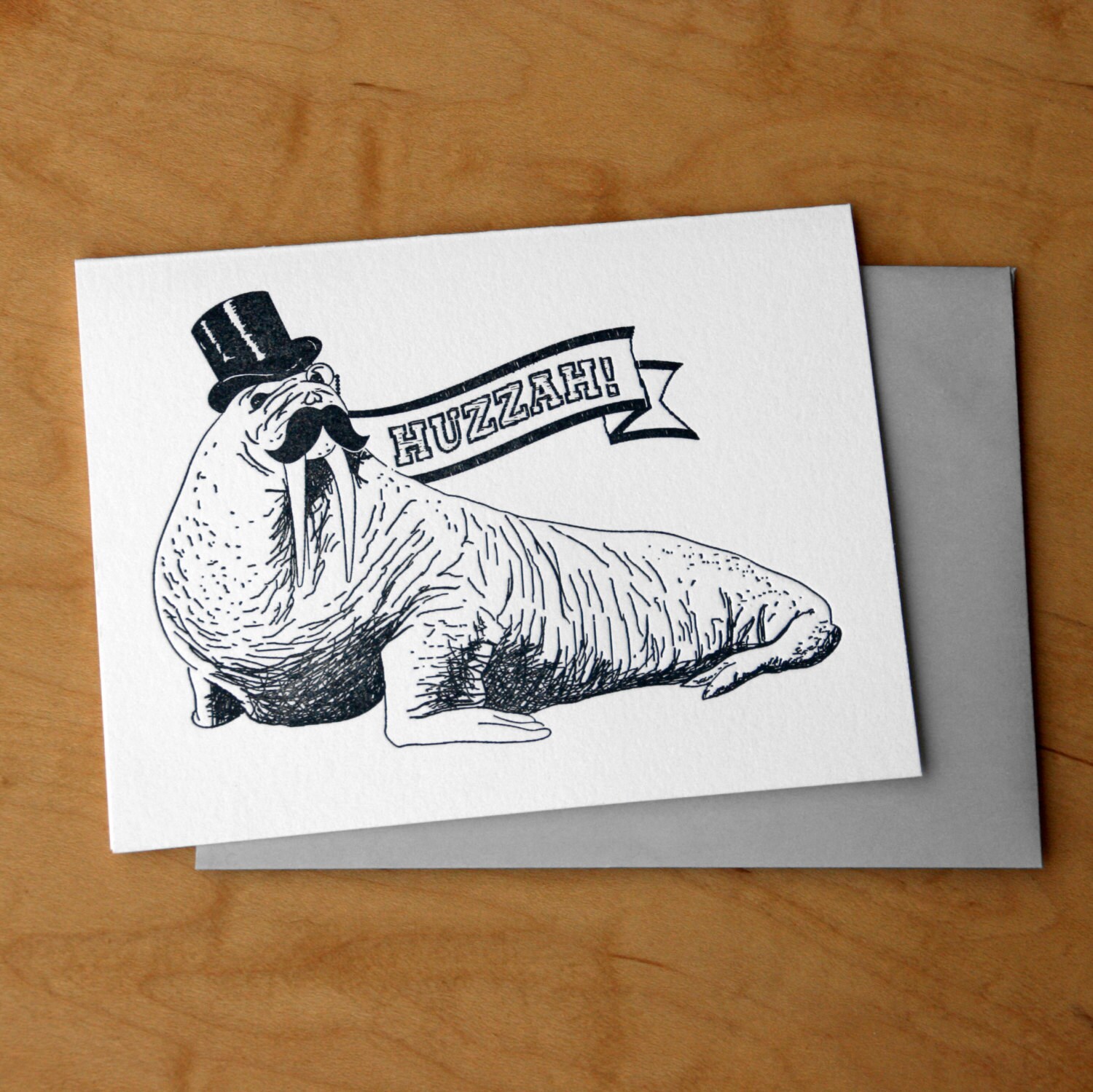 Huzzah - Walrus - Letterpress Card - Etsy