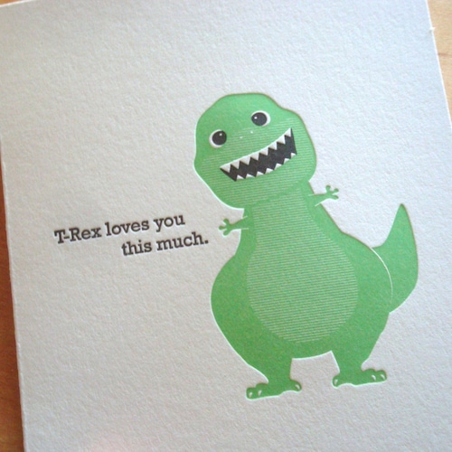 T-rex Loves You This Much Letterpress Card - Etsy