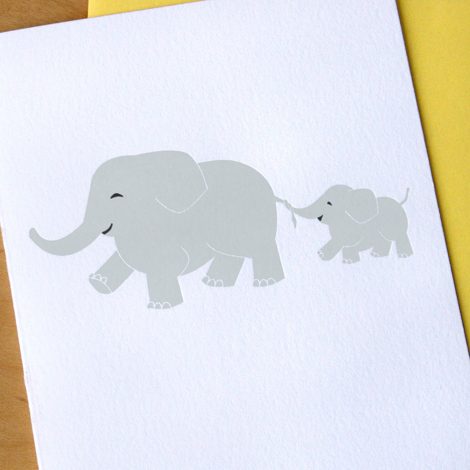 Baby Elephant Letterpress Card - Etsy