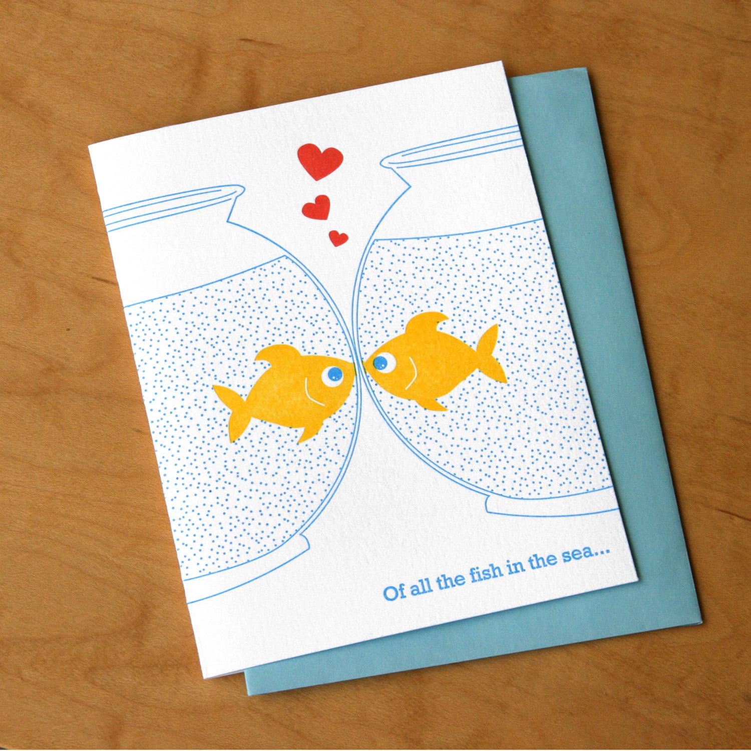 Goldfish Love Letterpress Card - Etsy