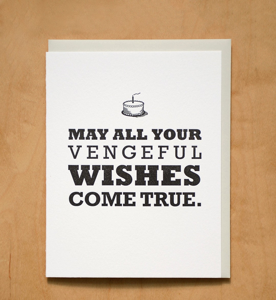 Vengeful Birthday Wishes - Letterpress Card - Etsy