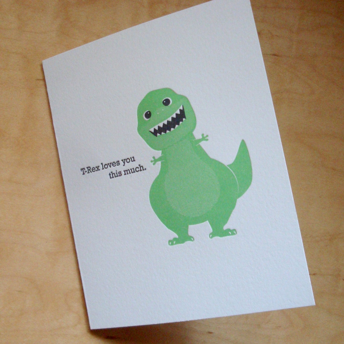 T-rex Loves You This Much - Letterpress Card - Etsy