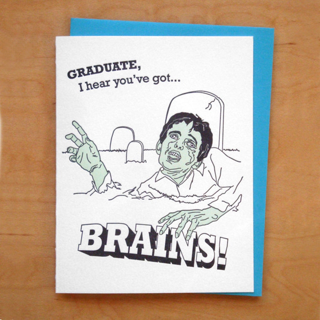 Brains - Zombie - Letterpress Graduation Card - Etsy