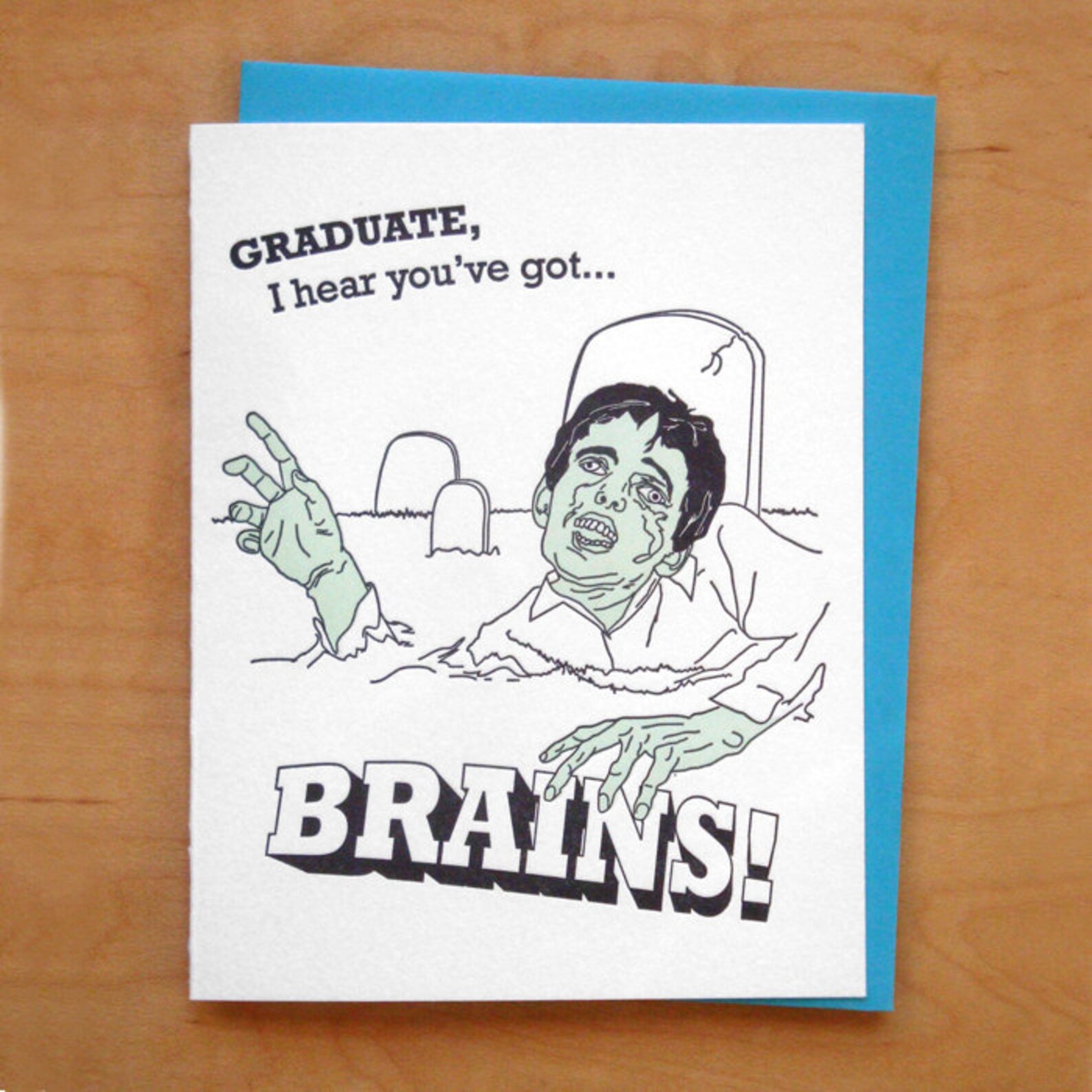 Brains - Zombie - Letterpress Graduation Card - Etsy