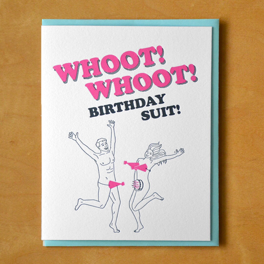 Whoot Whoot Birthday Suit Letterpress Birthday Card - Etsy