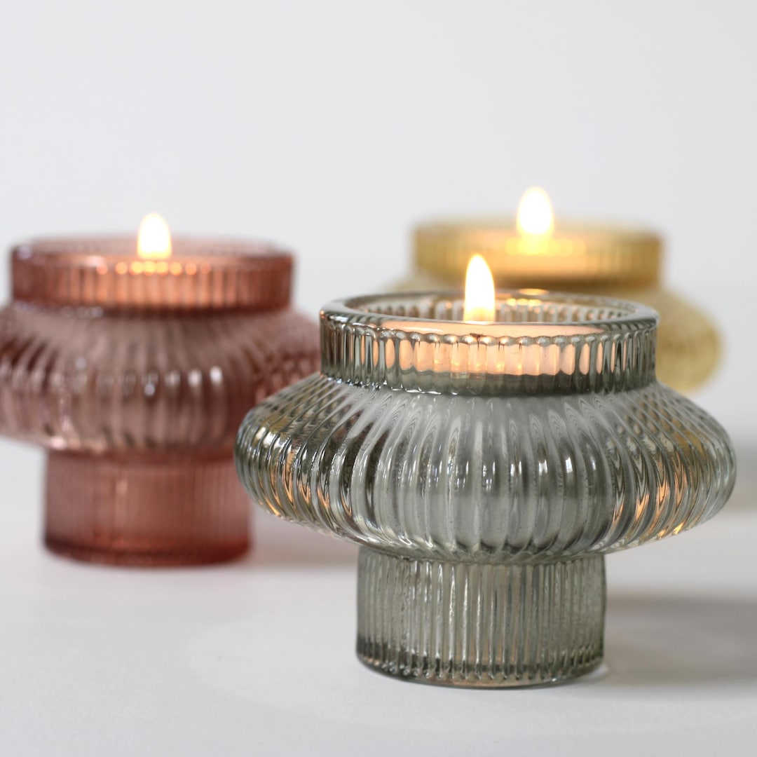 Double Ended Reversible Candleholder | Glass Double Sided Candle Holder | Two Way Candleholder ...