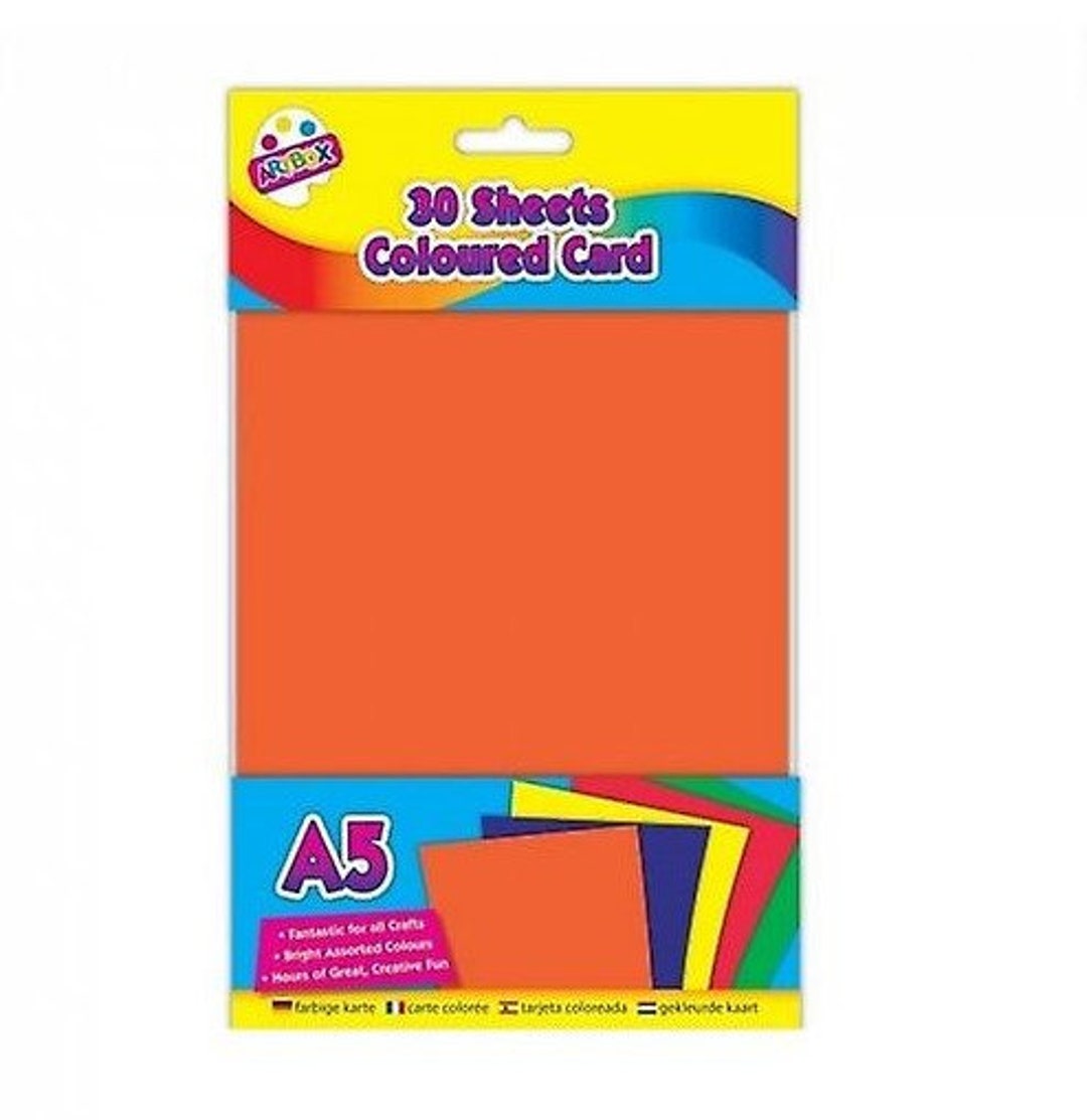 ARTBOX A5 Brightly Coloured Card (blue, Green, Orange, Red & Yellow) 30 ...