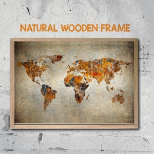 Distressed World Map Colorful World Map Wall Art Map Poster Home Decor ...